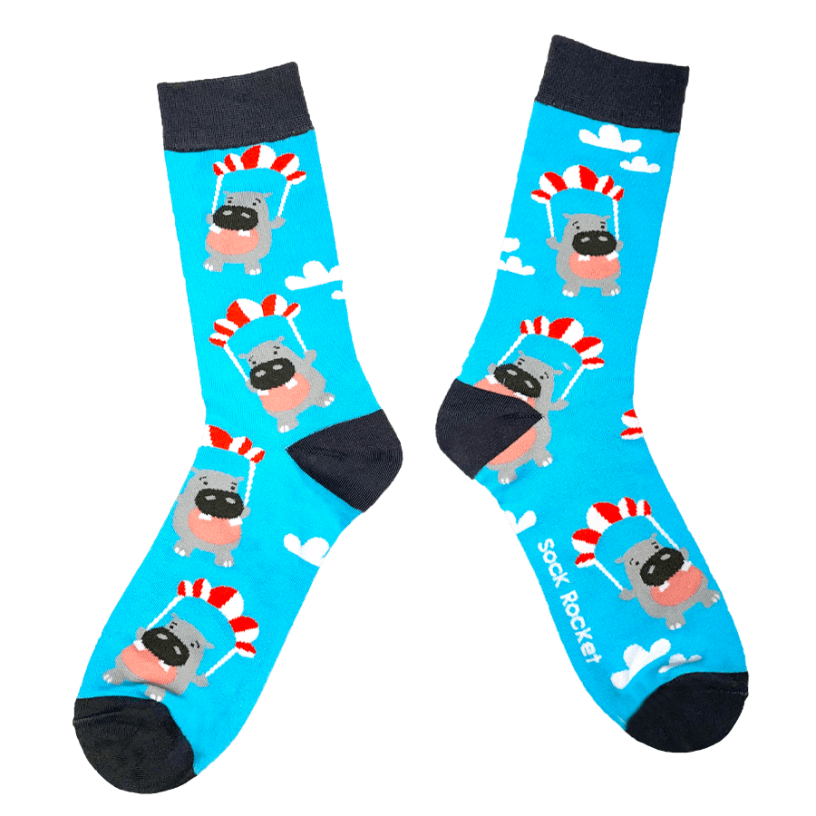 Parachuting Hippos Socks | Sock Rocket